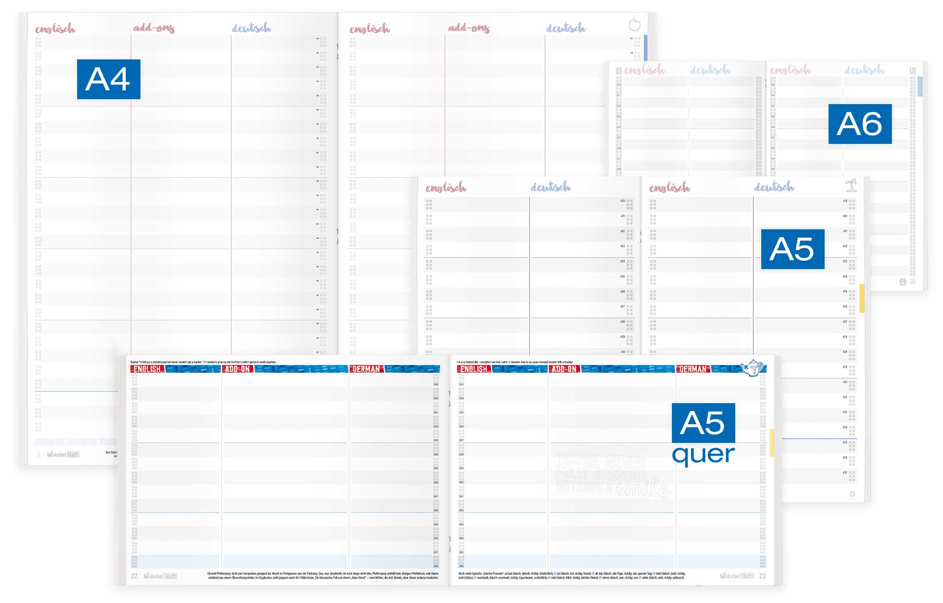 Übersichtliche, schöne Vokabelhefte für 13 Sprachen, die Spaß machen!